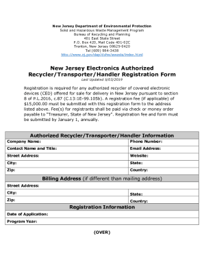Fillable Online Authorized Recycler Registration Form - NJ.gov Fax Email Print - pdfFiller