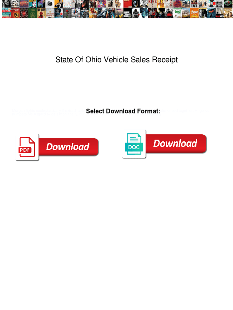 Fillable Online State Of Ohio Vehicle Sales Receipt. State Of Ohio ...