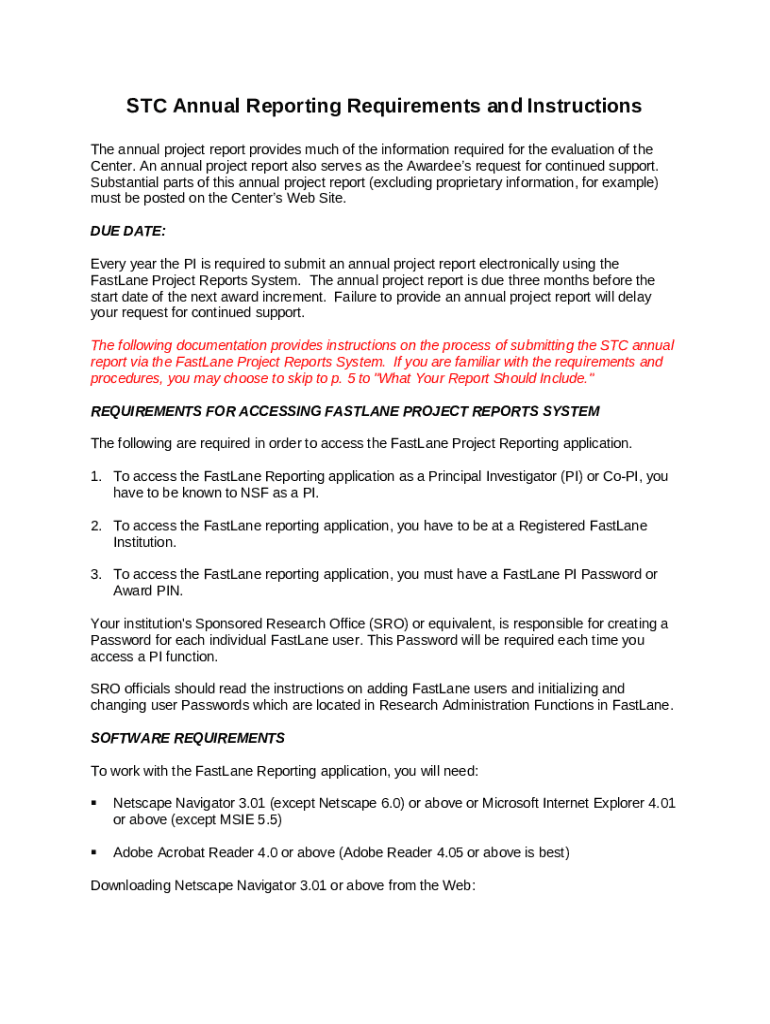 STC Annual Reporting Requirements - cmore soest hawaii Doc Template | pdfFiller