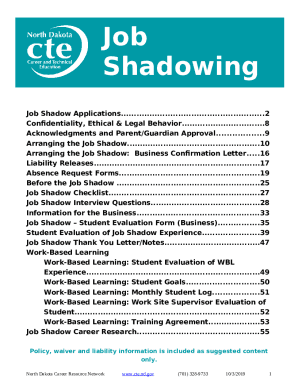 Job Shadow Applications2 Doc Template | pdfFiller