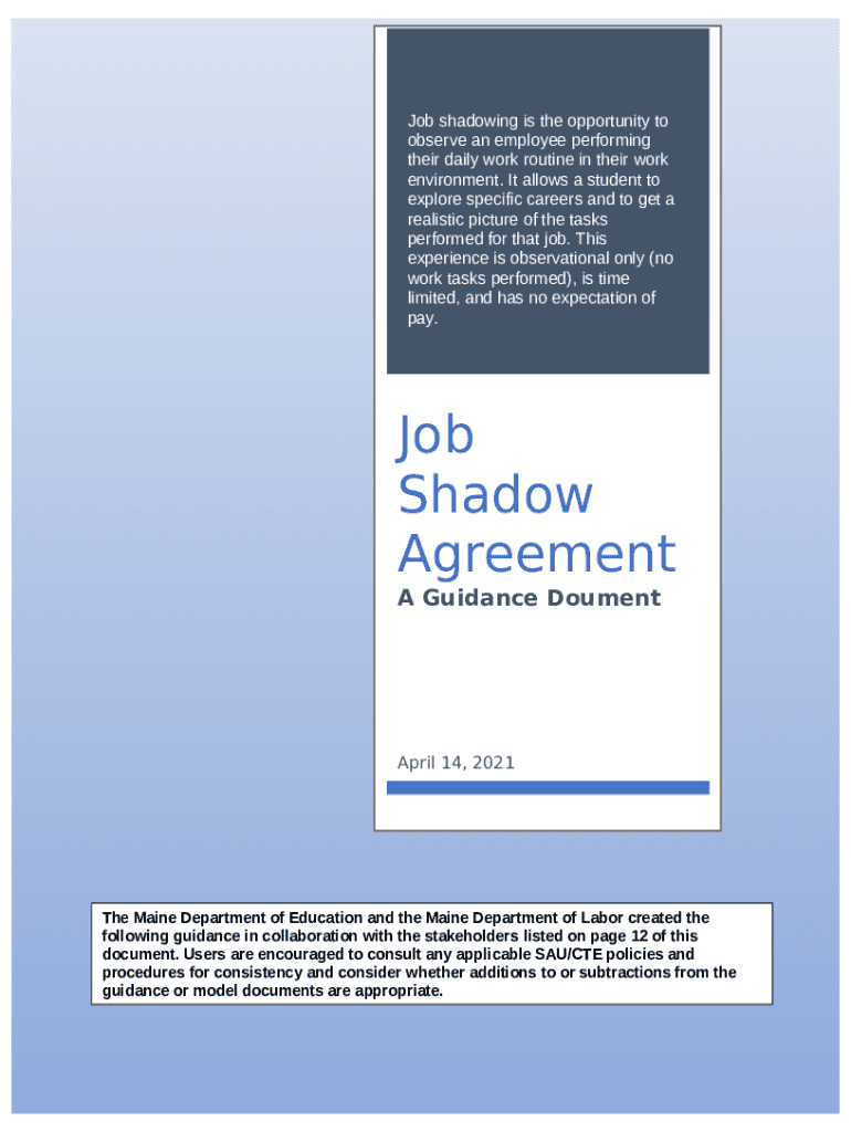 Job Shadow Agreement Doc Template | pdfFiller