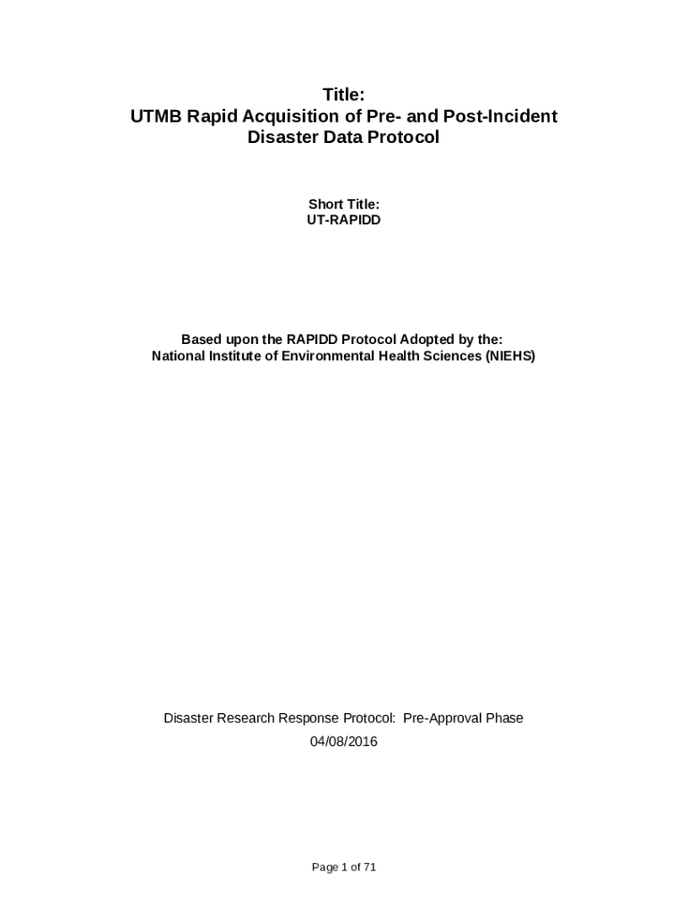 UTMB Rapid Acquisition of Pre- and Post-Incident Disaster ... Doc ...