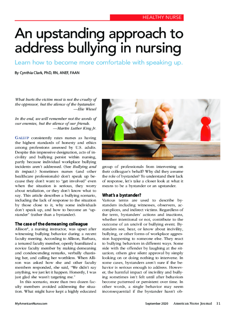 Fillable Online HEALTHY NURSE An upstanding approach to address ...