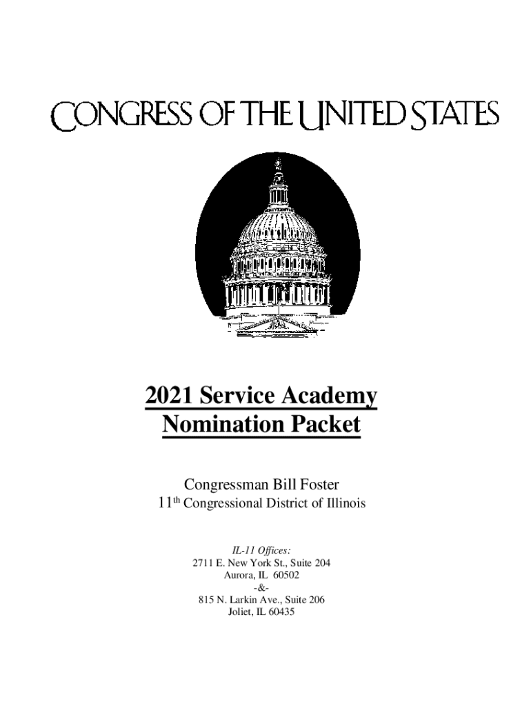 Fillable Online foster house 2020 Service Academy Nomination Packet ...