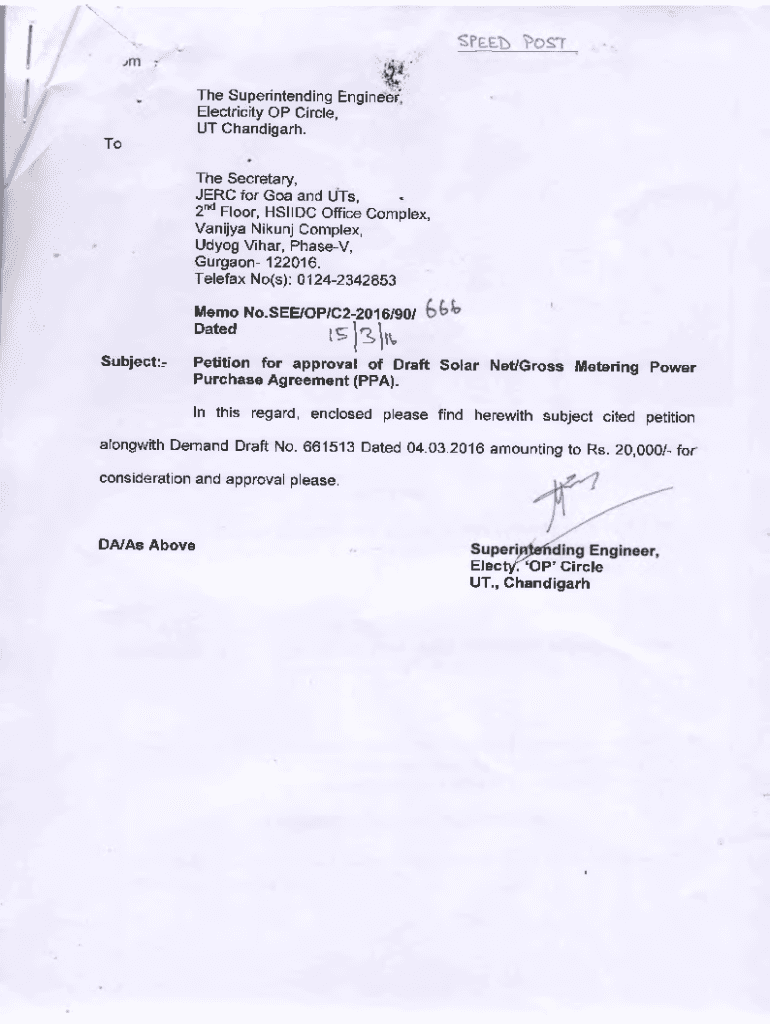 Fillable Online Get the free V ' X The Superintending Engineer ...