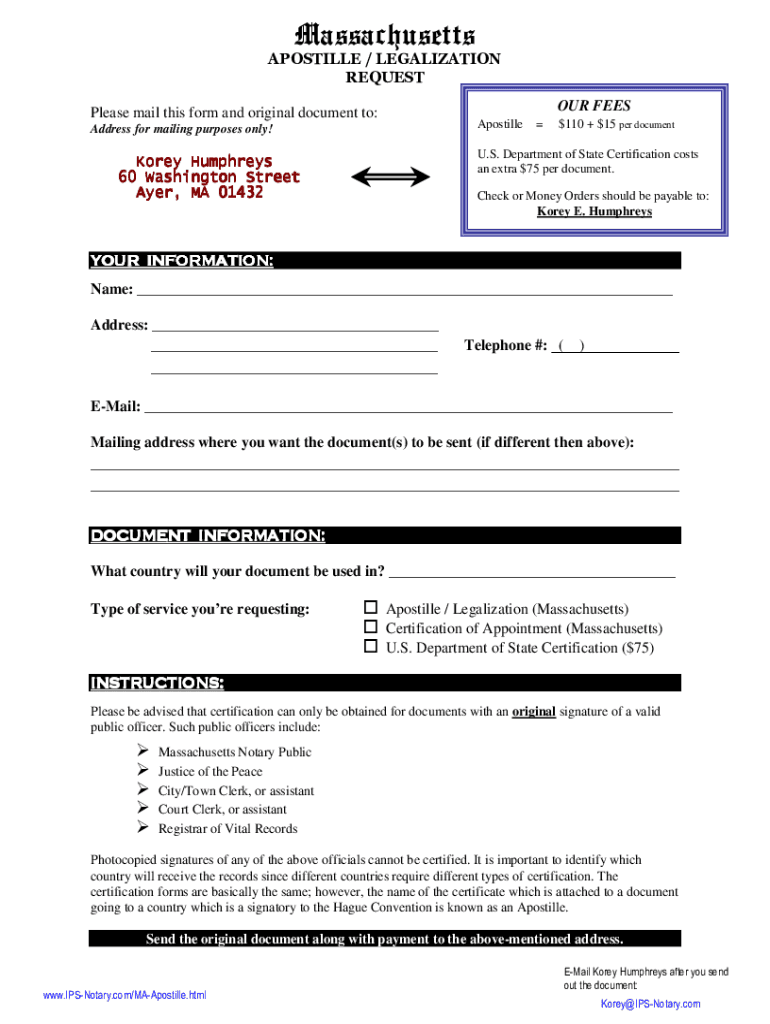 Fillable Online APOSTILLE Request.doc Fax Email Print - pdfFiller