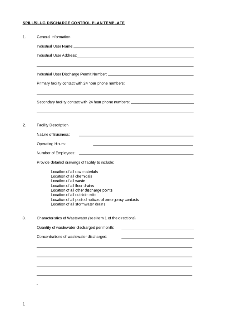 slug control plan template Doc TemplatepdfFiller Doc Template | pdfFiller