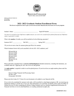 Fillable Online Get the free Graduate Student Enrollment Verification ...