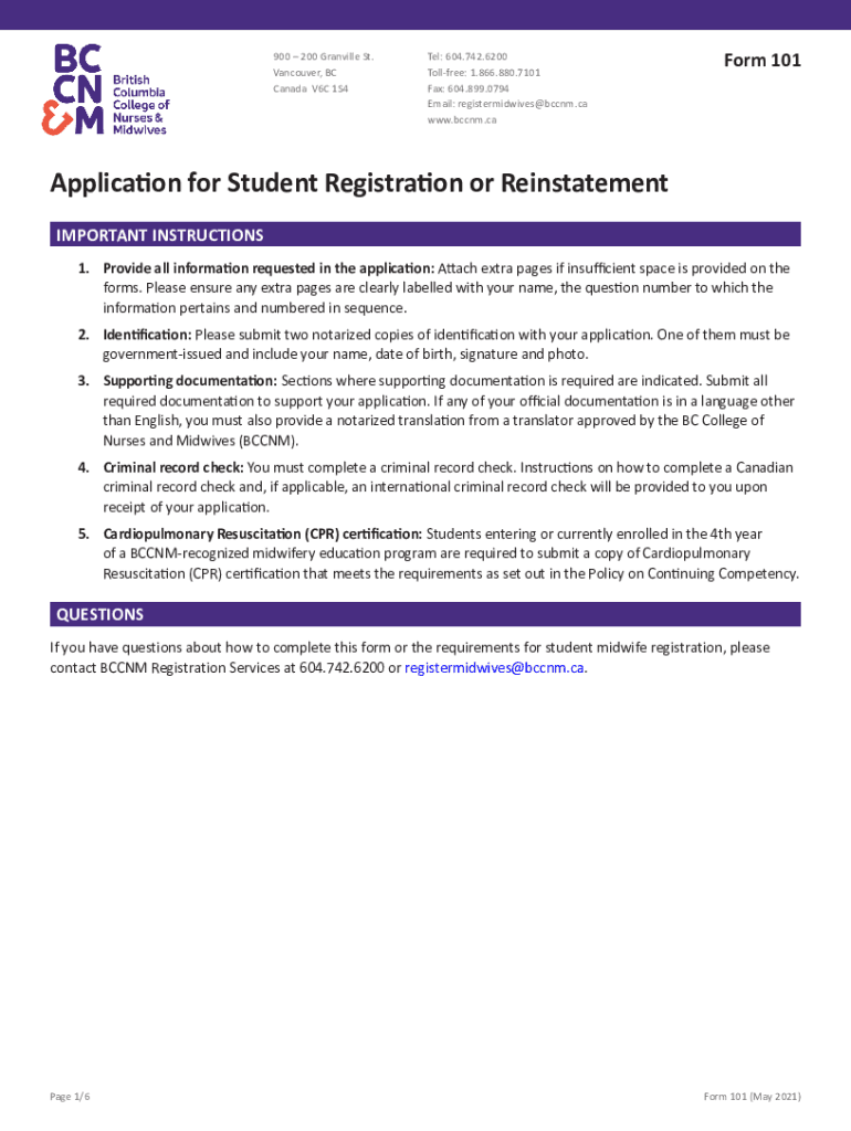 Fillable Online Form 133 Application for Temporary Midwife ... - BCCNM ...