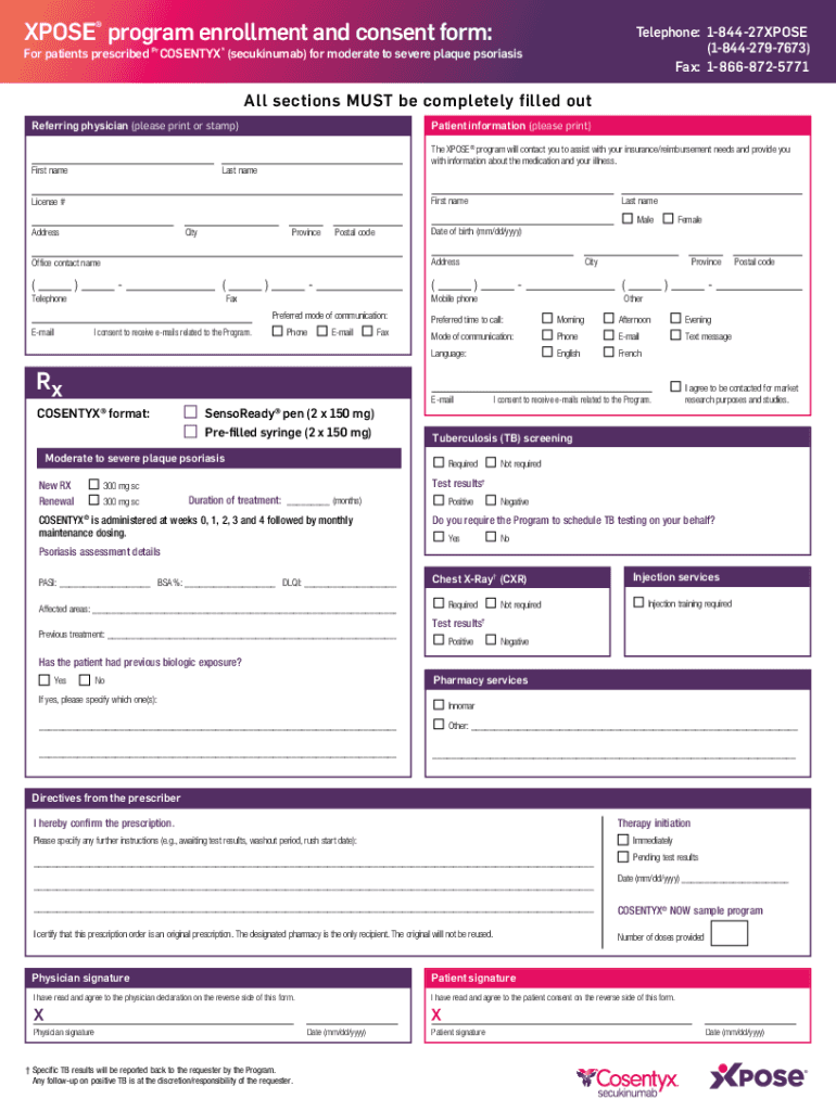 Fillable Online PDF XPOSE program enrollment and consent form: - .ca ...