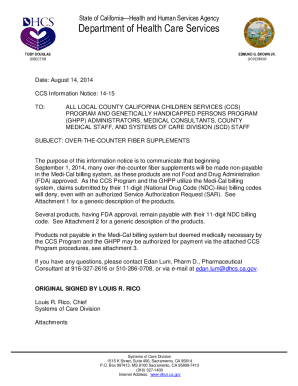 Fillable Online C C S Information Notice. DHCS Letterhead Template Fax ...