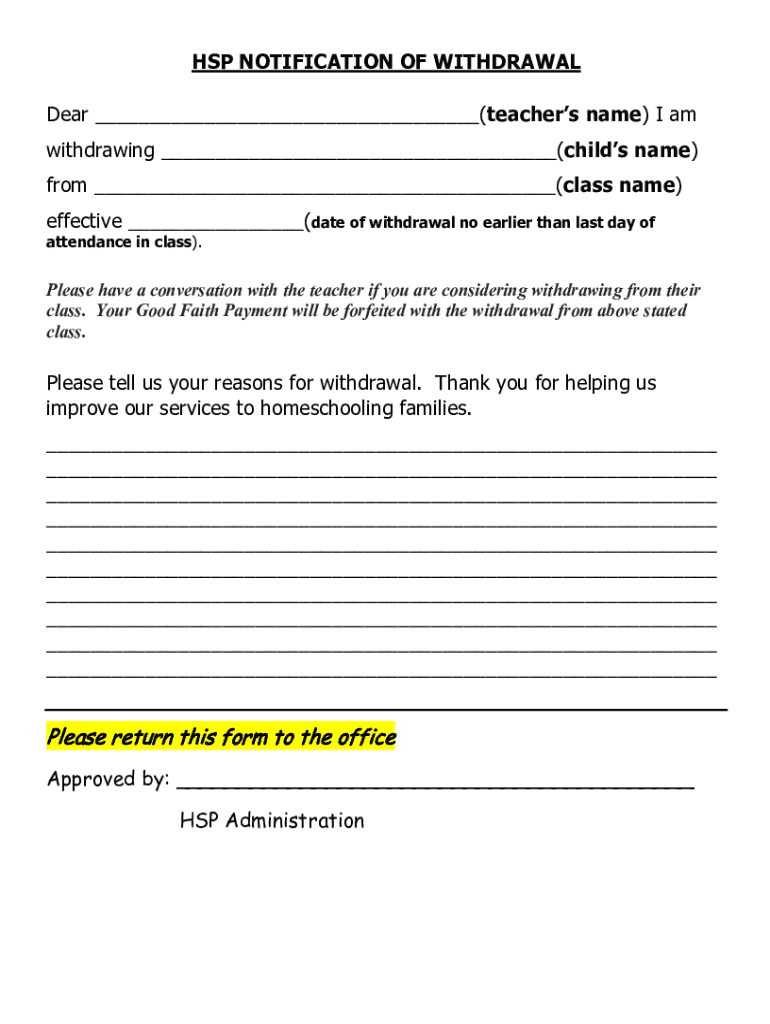 Fillable Online How to write a school withdrawal letter (template ...