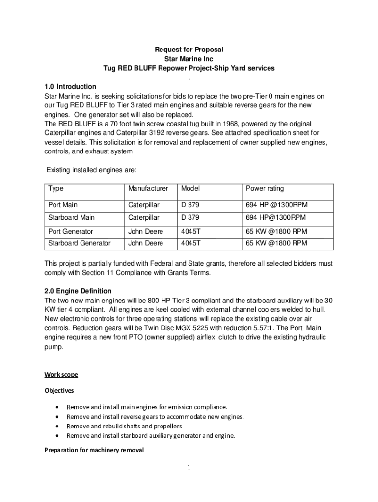 Fillable Online omwbe wa 1 Request for Proposal Star Marine Inc Tug RED BLUFF Repower ... Fax ...