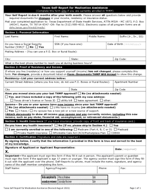 Fillable Online dshs texas THMP Application for Self-Report or Review ...