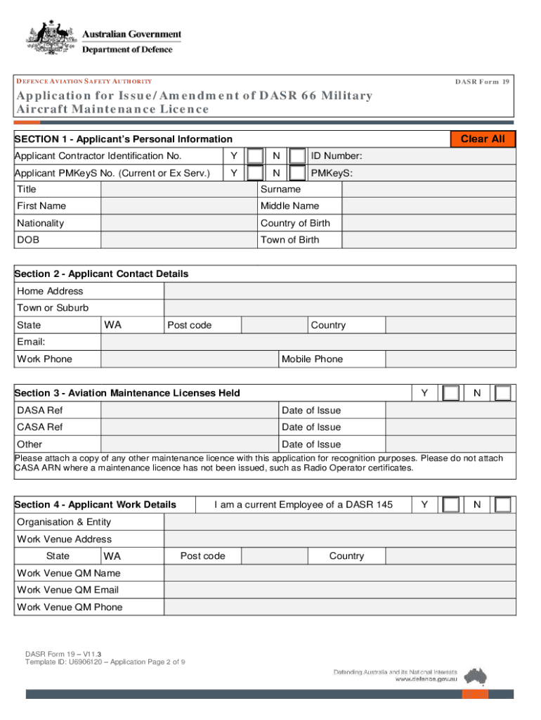 Fillable Online Guidance - DASR-Form-19-Military-Aircraft-Maintenance ...