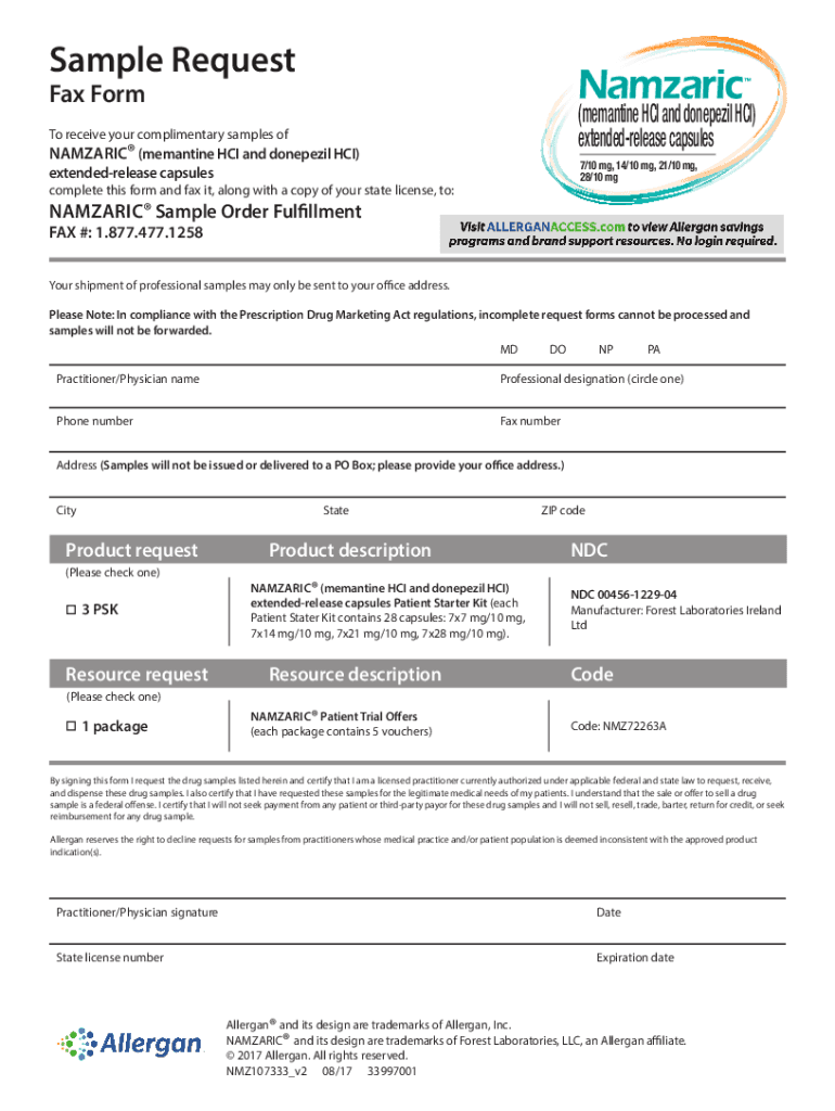 Fillable Online Sample Request - AbbVie Access Fax Email Print - pdfFiller
