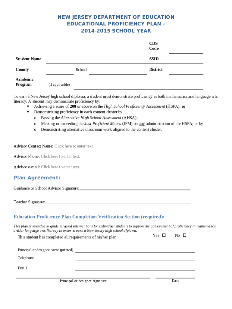 To earn a New Jersey high school diploma, a student must demonstrate ...