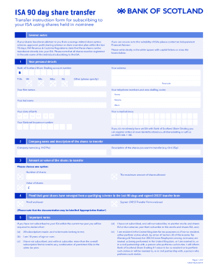 Fillable Online Fillable Online ISA 90 day share transfer - Bank of ...