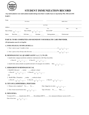 Fillable Online www.dhs.wisconsin.govformsF0Student Immunization Record ...