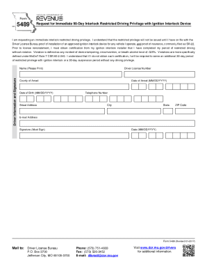 Fillable Online dor mo Form 5489 - Request for Immediate 90-Day ...