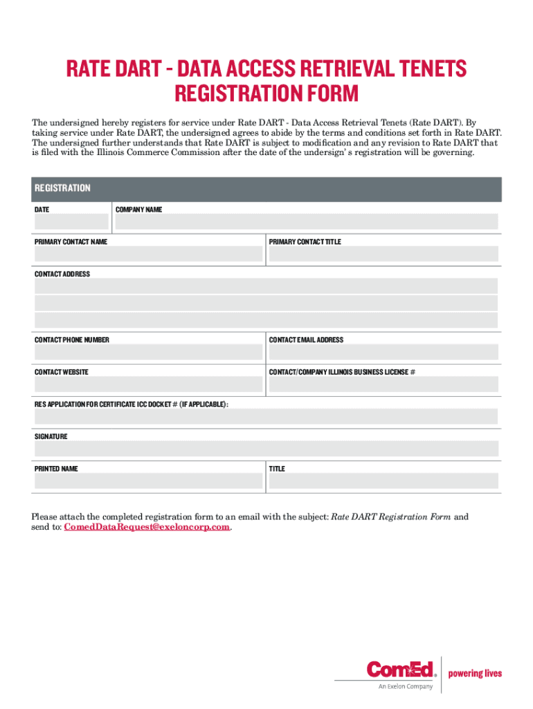Fillable Online ComEd Rate DART Data Access Retrieval Tenets ...