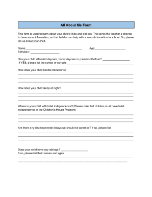 Fillable Online All About Me Form Worksheets & Teaching ...