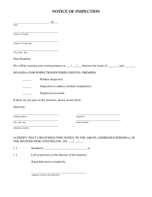 Fillable Online Writing a Simple Property Inspection Letter to Tenant ...