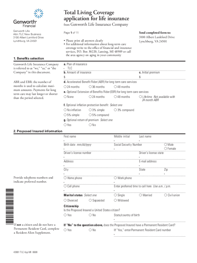 Fillable Online www.genworth.comdamAmericasREQUIRED POINT OF SALE FORMS ...