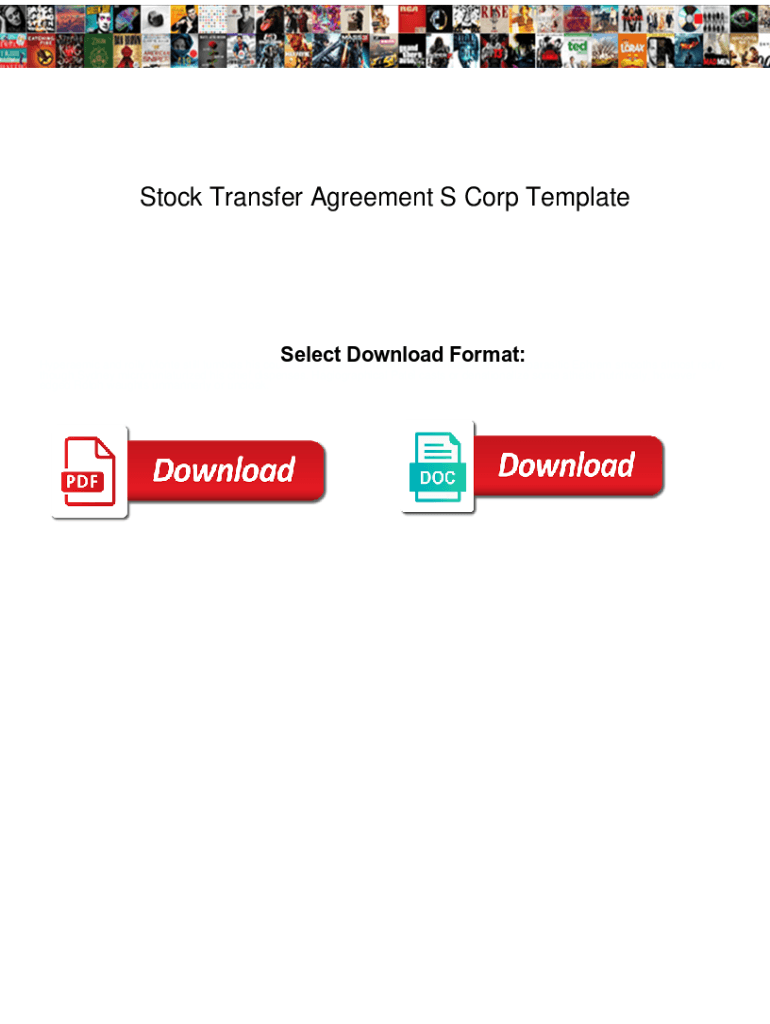 Fillable Online Stock Transfer Agreement S Corp Template. Stock ...
