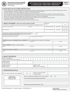 Fillable Online MR1A Application for Conditional Registration ...