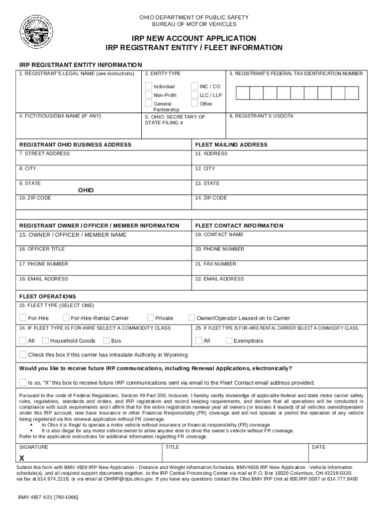 Vehicle Registration - Ohio Bureau of Motor Vehicles Doc Template ...