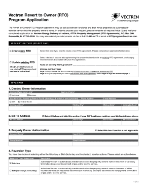 Fillable Online Fillable Online Vectren Revert to Owner (RTO) Fax Email ... Fax Email Print ...