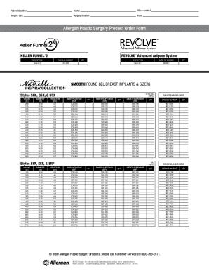Fillable Online Allergan Plastic Surgery Product Order Form - Natrelle ...