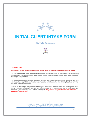 INITIAL CLIENT INTAKE . Sample Template Doc Template | pdfFiller