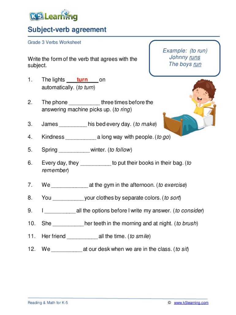 Fillable Online Grade 3 Verbs Worksheet - Fill and Sign Printable ...