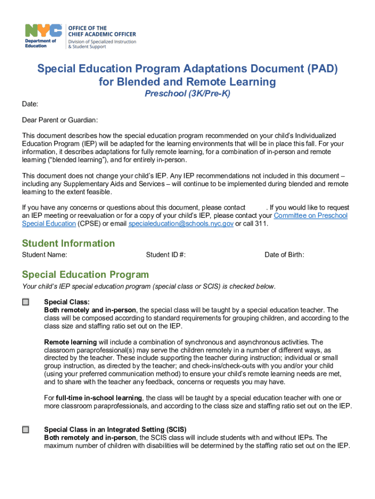 Fillable Online preschool-pad-form Fax Email Print - pdfFiller