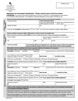 Fillable Online Application for Homestead Classification - Please read ...