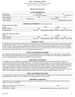 Fillable Online Peter A Koretsky MD PA - lgbtqhealthcare.com Fax Email ...