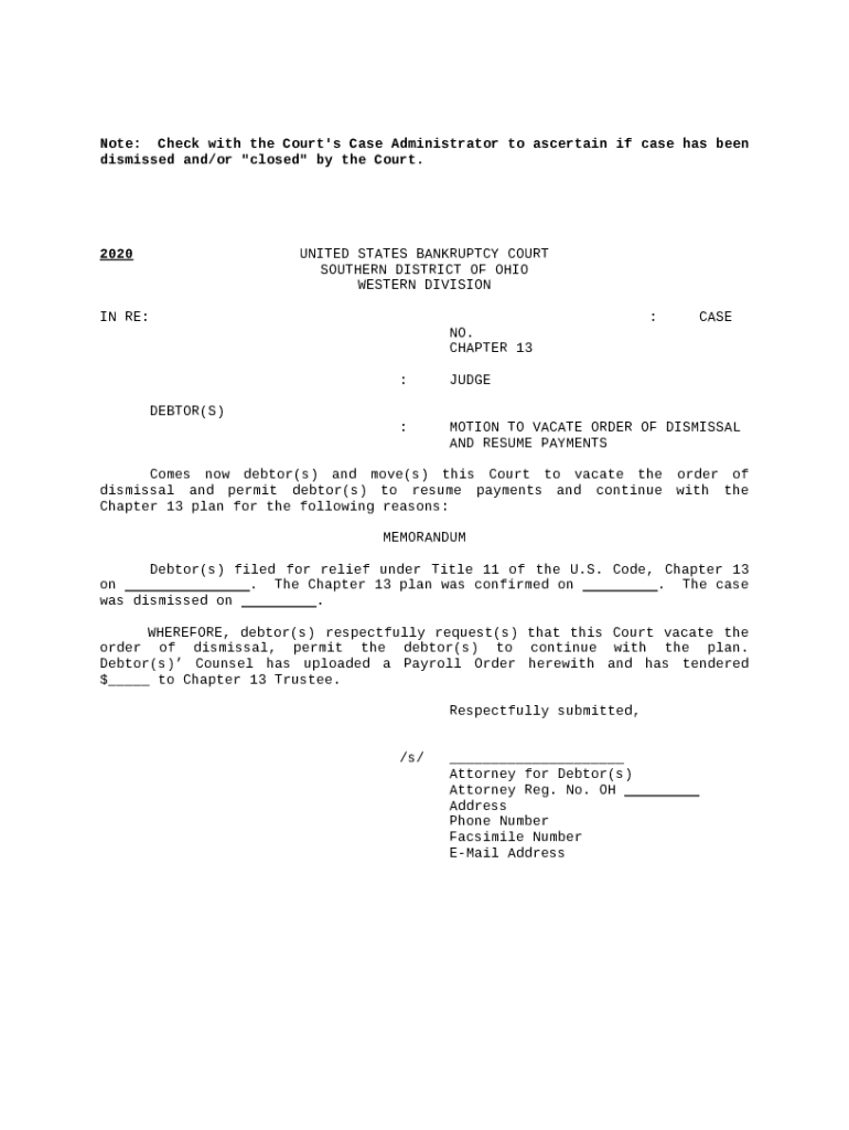 Motion for Relief from Dismissal ... - United States Courts Doc ...