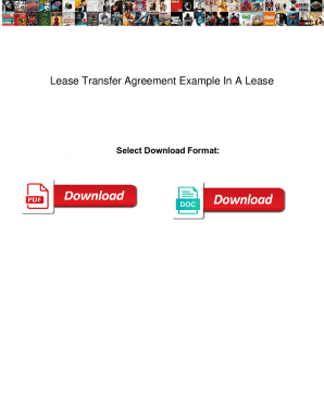 Fillable Online Lease Transfer Agreement Example In A Lease. Lease ...