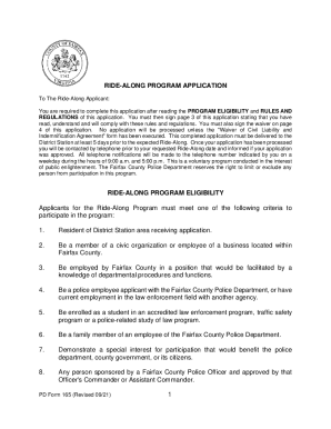 Fillable Online PD 107-042 Ride-Along Program Application and ...
