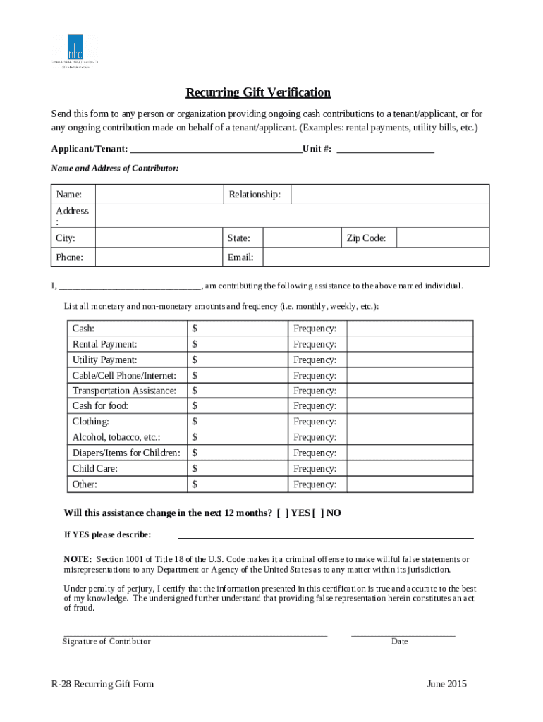 GIFT INCOME VERIFICATION - Spectrum Enterprises Doc Template | pdfFiller