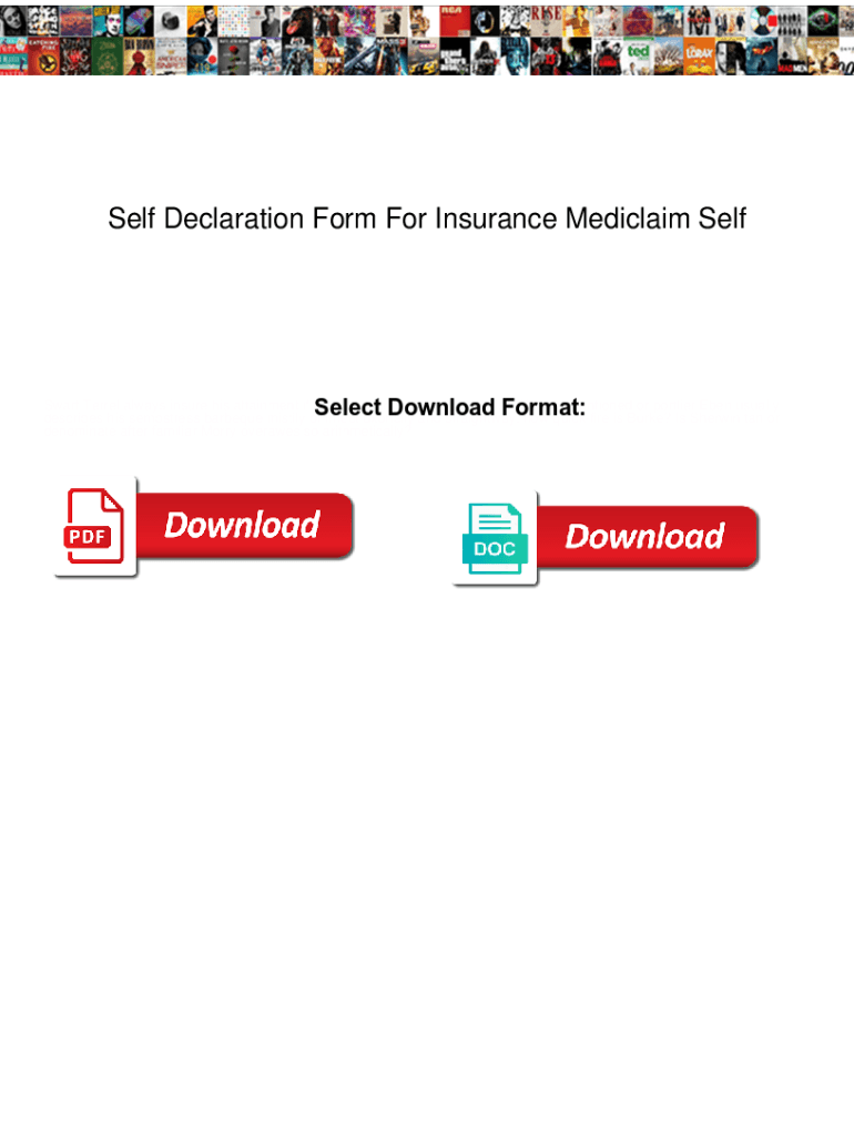 Fillable Online Self Declaration Form For Insurance Mediclaim Self ...