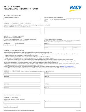 Fillable Online RACV Release and Indemnity form. RACV Release and ...