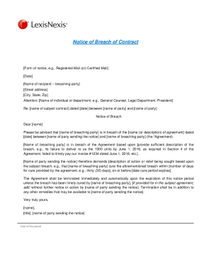 Fillable Online www.wonder.legalukmodeleBreach of Contract Notice ...