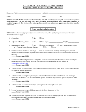 Fillable Online Modification Forms - The Mill Creek Community ...