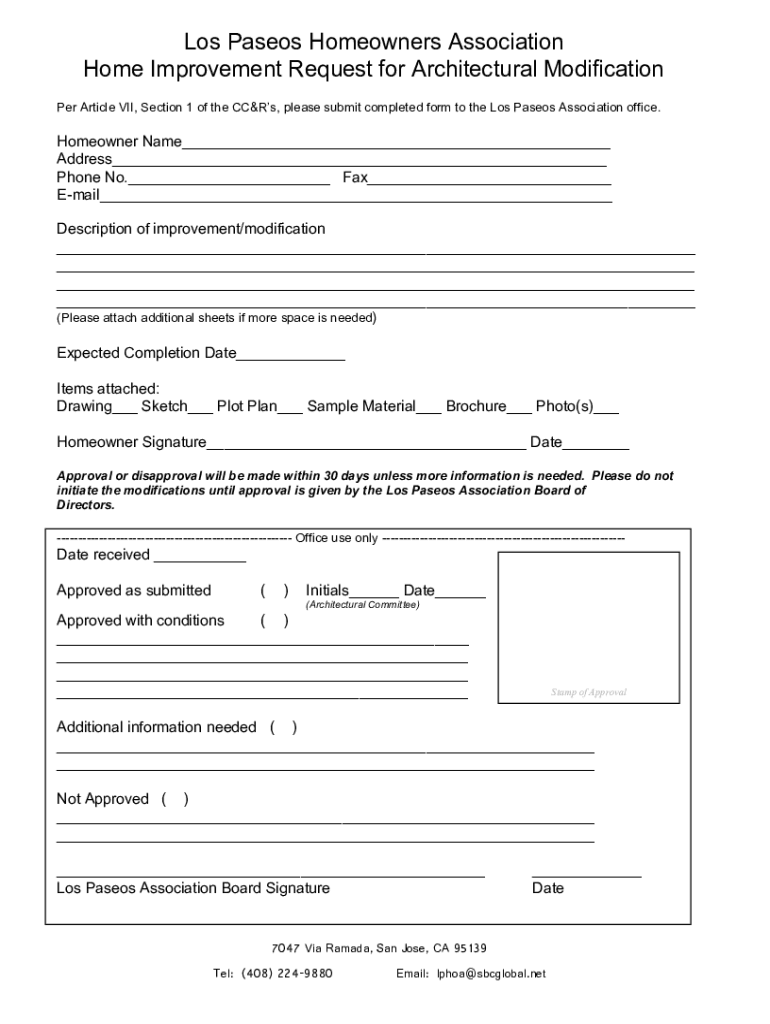 Fillable Online www.pdsaz.comcommunity-homeownersarchitecturalHOA ...