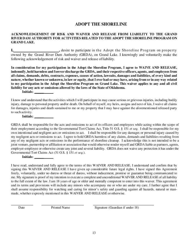 Fillable Online WAIVER AND RELEASE FROM LIABILITY WAIVER AND RELEASE ...