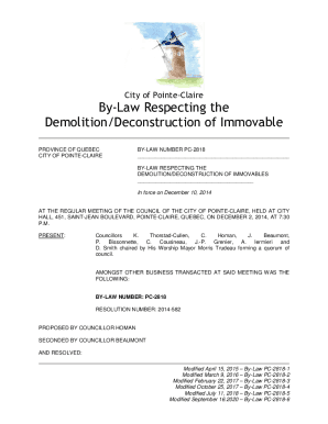 Fillable Online By-Law Respecting the Demolition/Deconstruction of ...