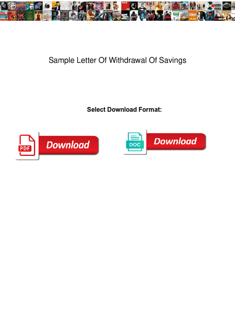 Fillable Online Sample Letter Of Withdrawal Of Savings. Sample Letter ...
